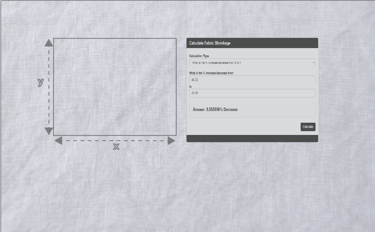 Imperial/ Metric Length Conversion And Fabric Shrinkage Calculator.
