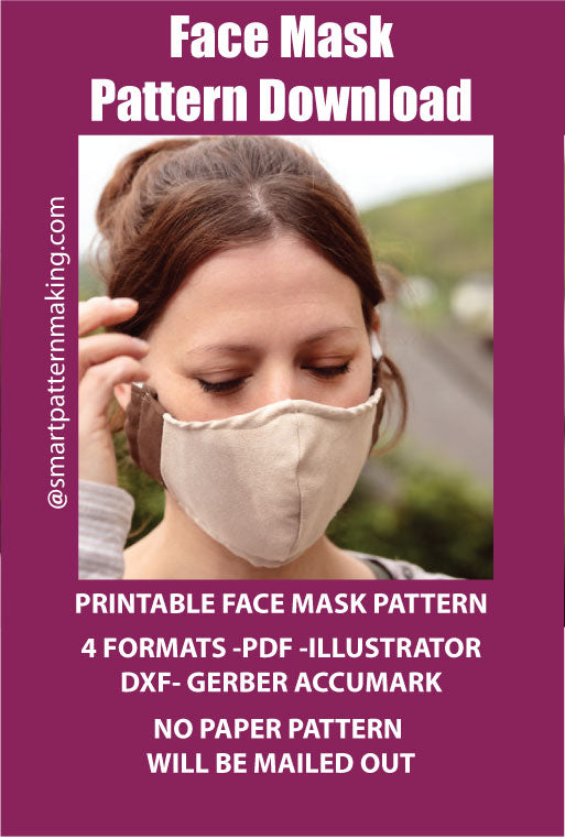 Face Mask PDF Pattern Download, Men/Women Mundschutz, 4 Sizes Schutzma