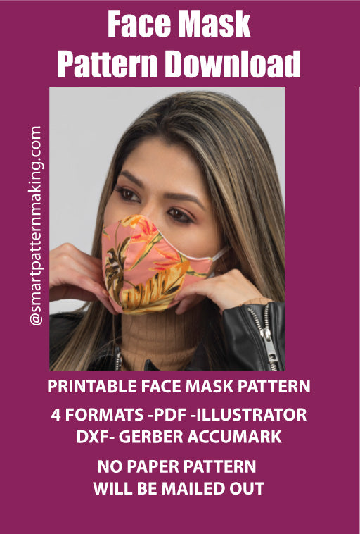 Face Mask PDF Pattern Download, Men/Women Mundschutz, 4 Sizes Schutzma