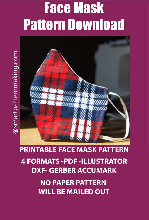 Face Mask PDF Pattern Download, Men/Women Mundschutz, 4 Sizes Schutzma